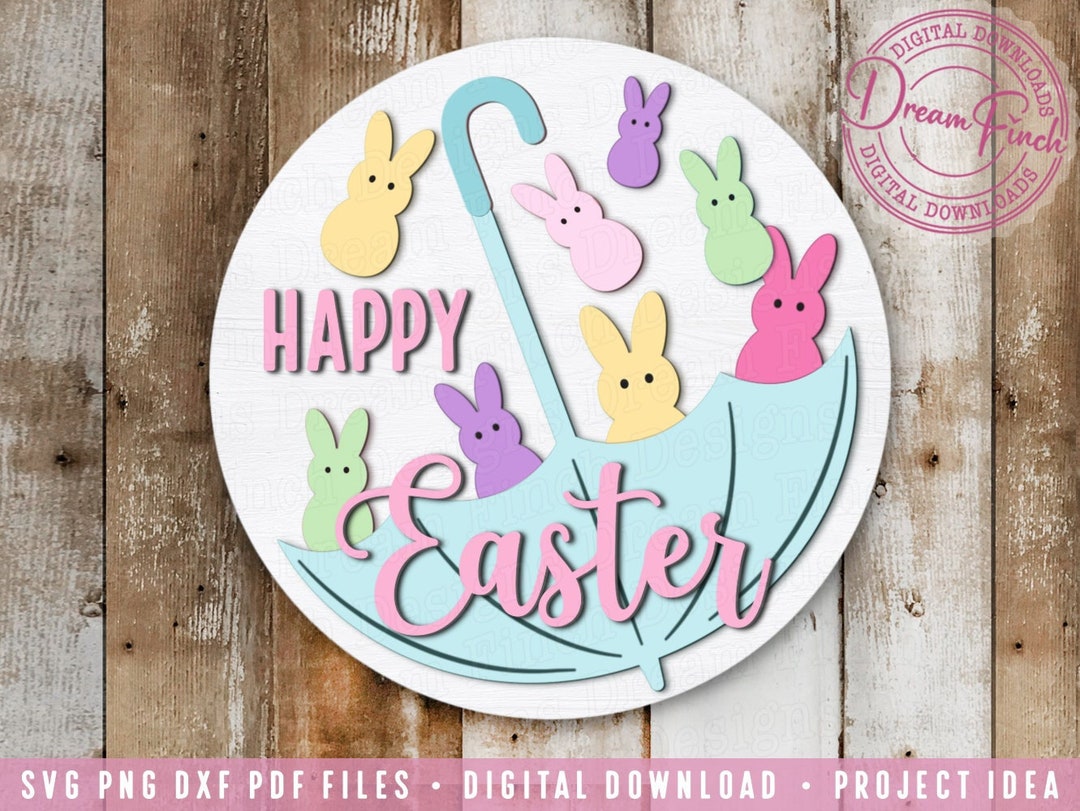Easter Door Hanger SVG DXF PNG Pdf Happy Easter Svg - Etsy
