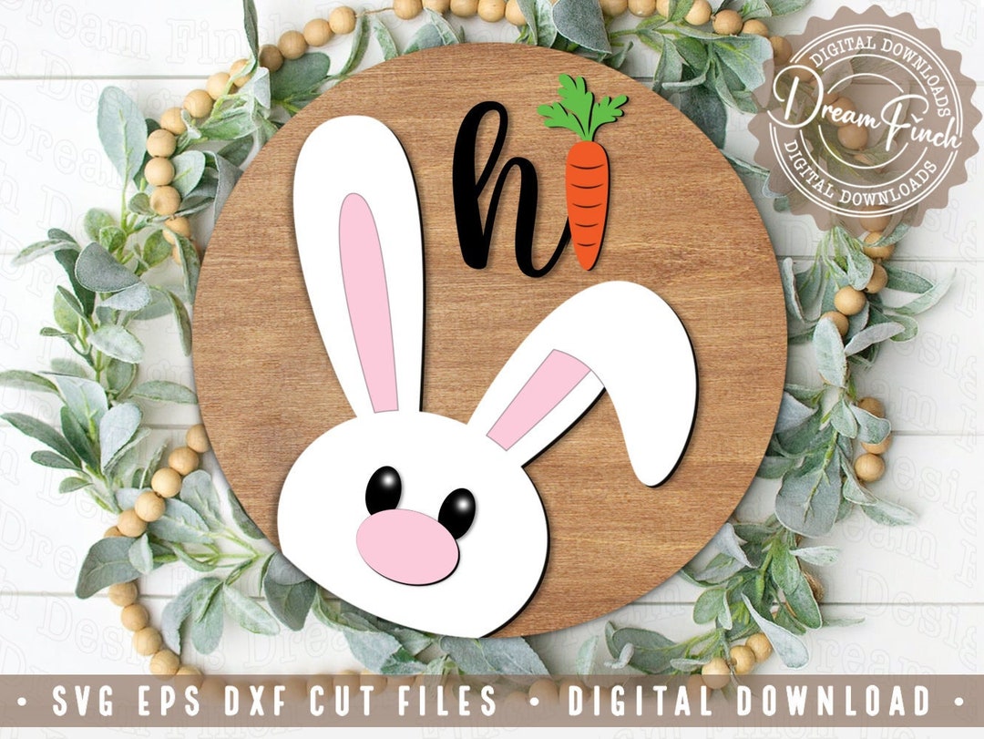 Easter Bunny Doorhanger SVG Bunny Hi SVG Easter Door Hanger SVG ...