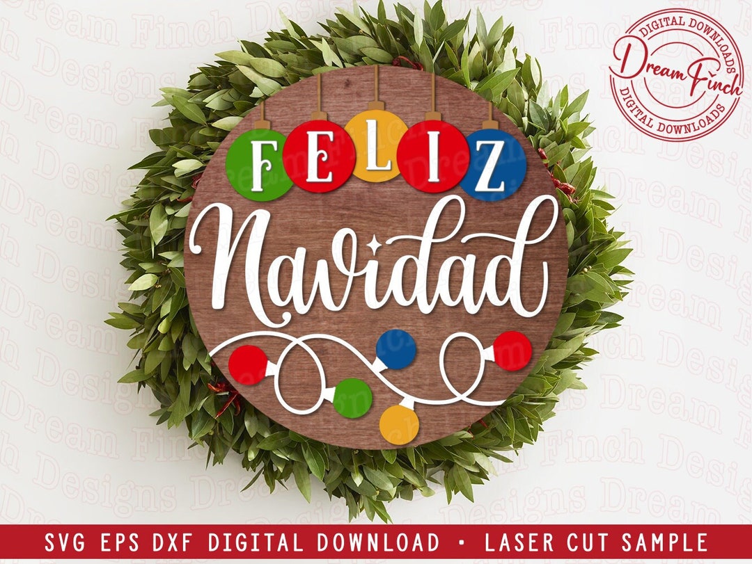 Feliz Navidad Door Hanger SVG EPS DXF Cut Files for Christmas Door ...