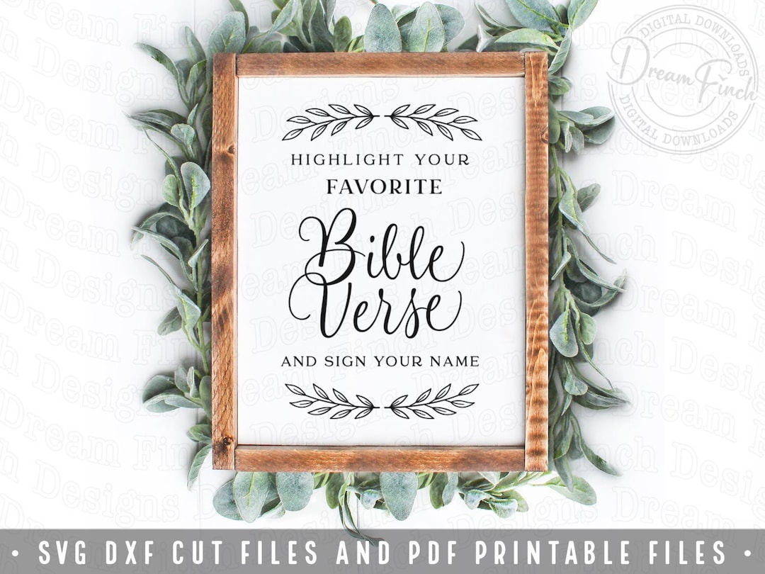 Bible Guest Book Sign SVG PDF DXF Printable Wedding Bible Verse Sign ...