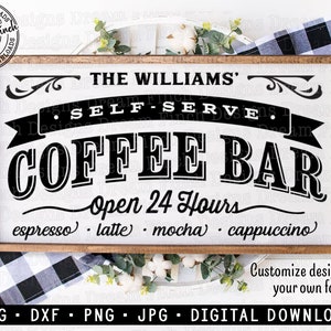 Coffee Bar SVG DXF JPG Png for Customizable Self-serve Coffee Bar Sign ...