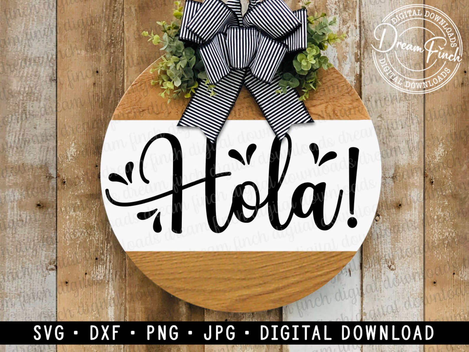Hola SVG DXF PNG Jpg Doorhanger Door Round Welcome Sign Hello Sign ...