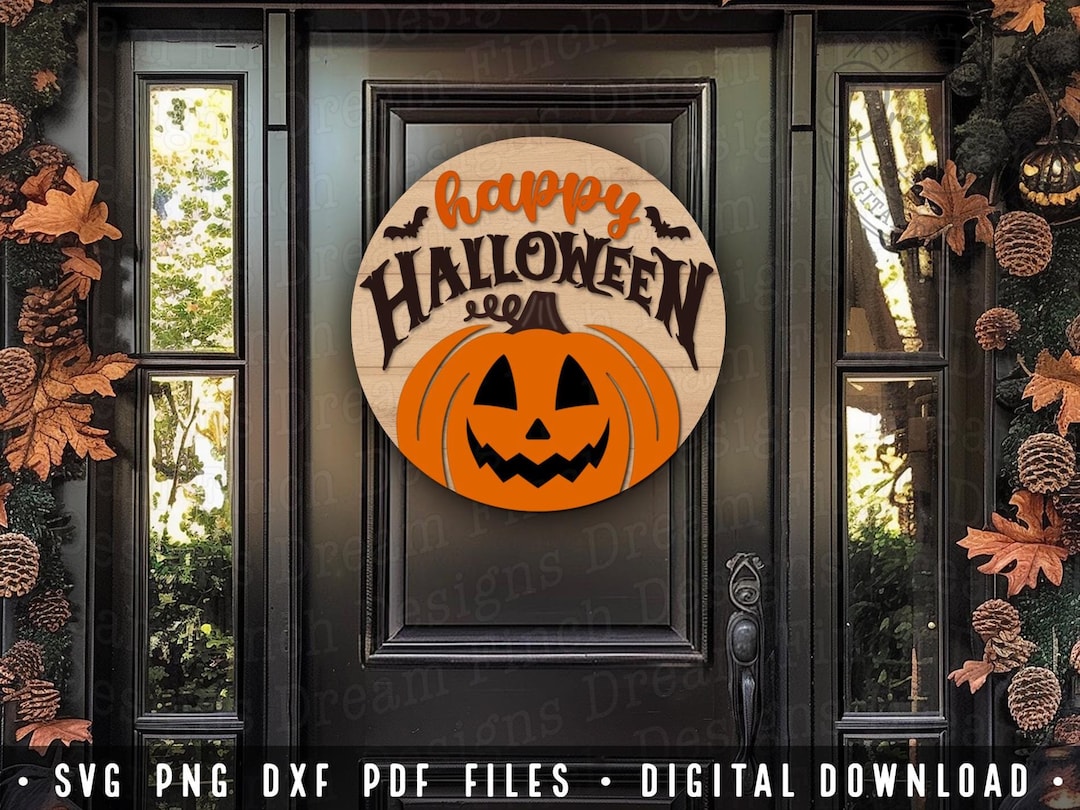Happy Halloween Sign SVG Halloween Welcome Door Hanger SVG Jack O ...