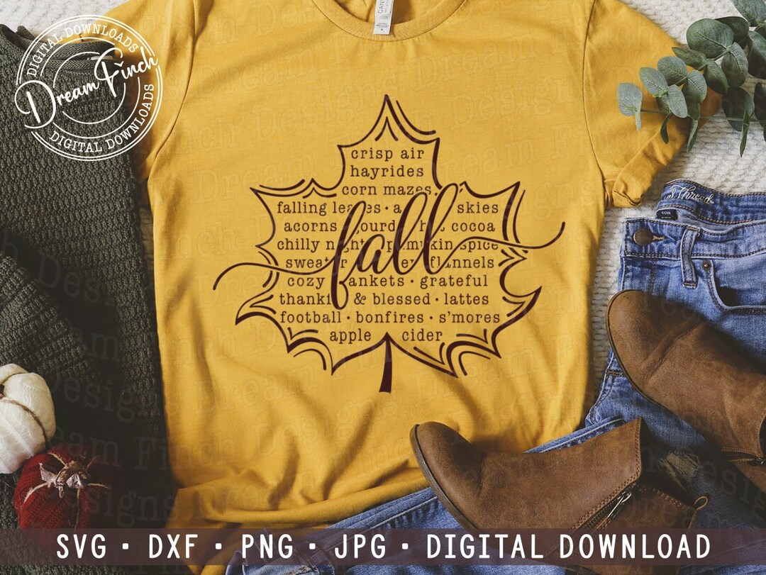 Fall Words PNG SVG JPG Dxf for Fall T-shirt Fall List Fall - Etsy