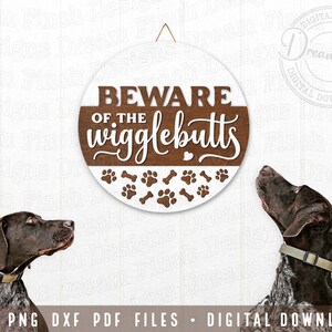 Beware of the Wigglebutts Sign SVG Dog Round Door Ganger SVG ...