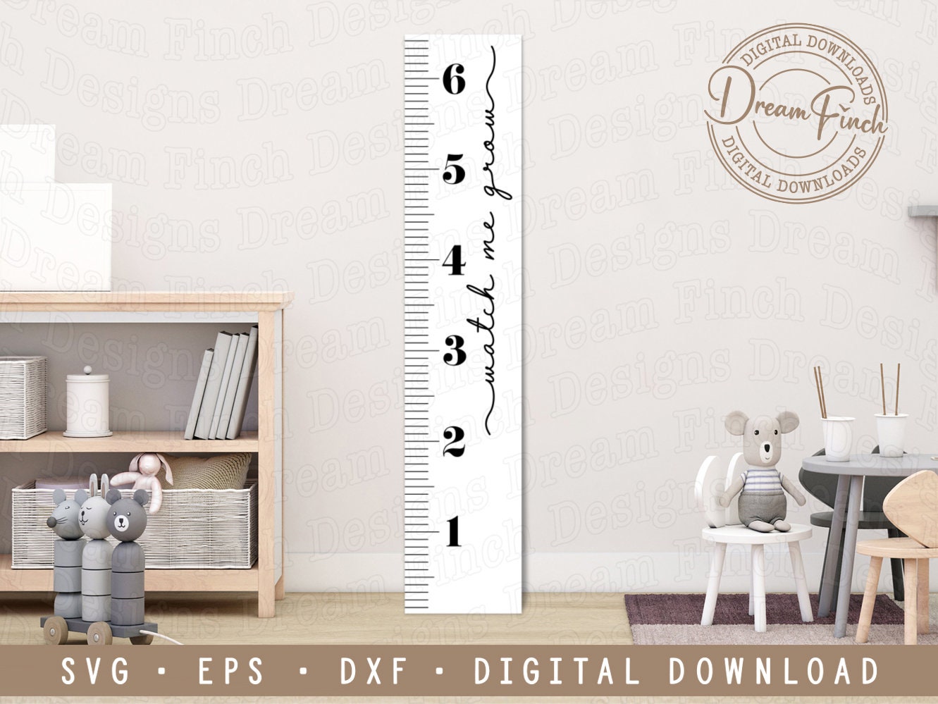 Growth Chart SVG EPS DXF Cut Files for Growth Ruler Watch Me - Etsy ...