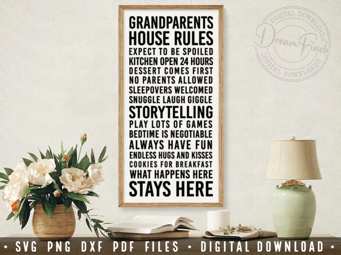Grandparent House Rules SVG DXF PDF Pdf Subway Sign Cut & Printable ...