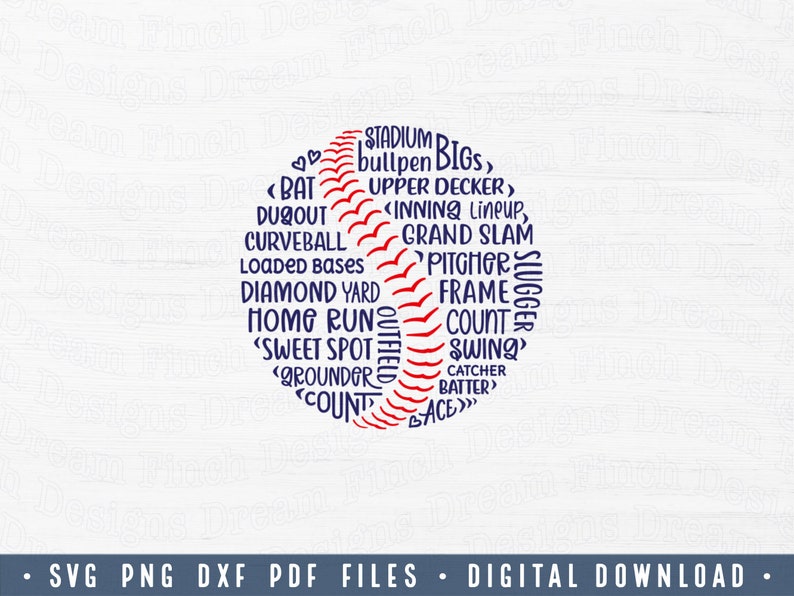 Baseball Words SVG PNG DXF Pdf • Baseball Svg • Baseball Typography ...