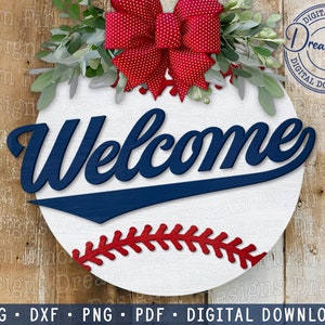 Welcome Baseball SVG DXF PNG Pdf • Baseball Door Hanger • Digital ...