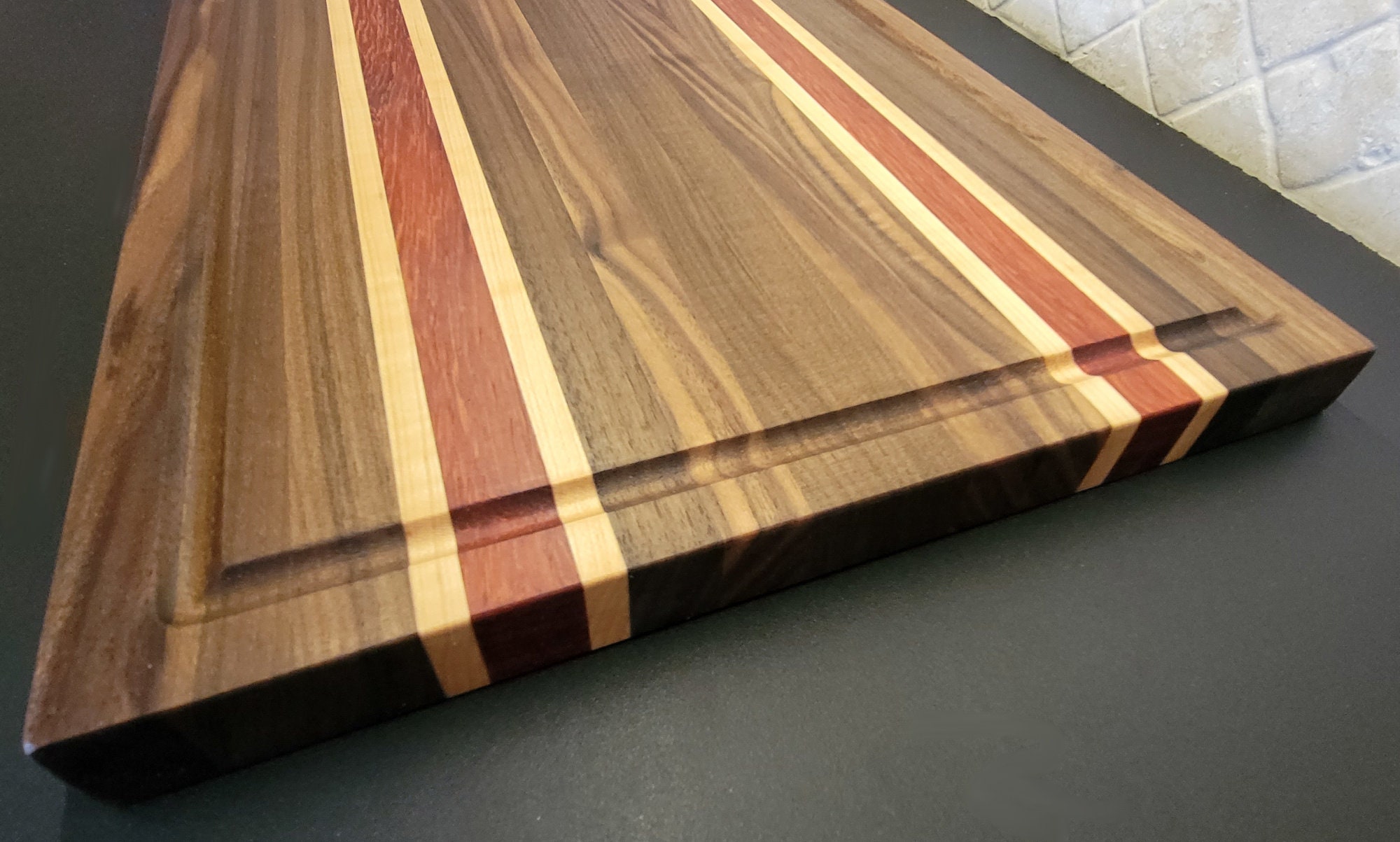 Dark Walnut and Padauk, 18 X 12 X 1. Made for Chopping, BBQ, or Serving ...