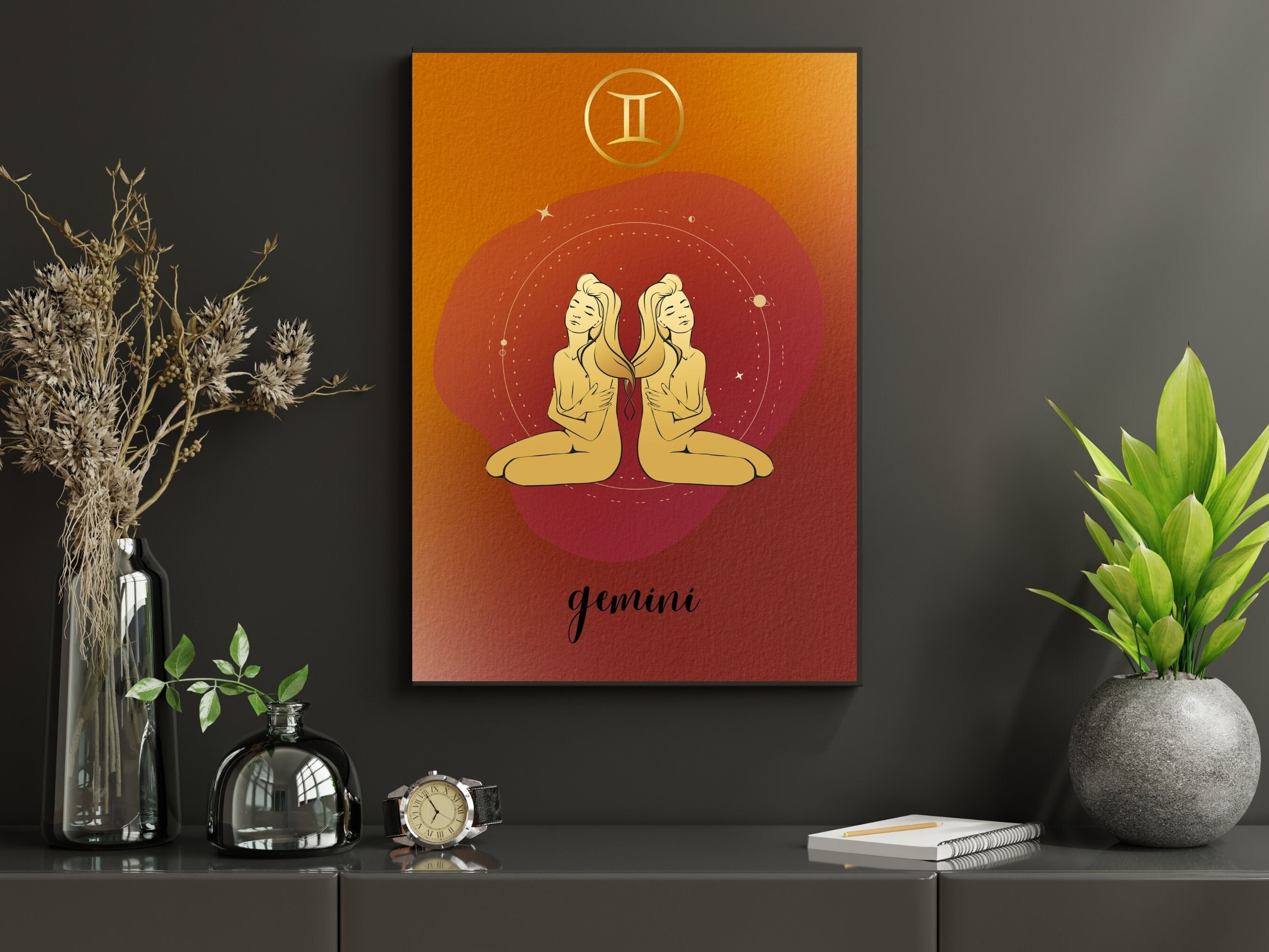 GEMINI Zodiac Star Sign Art Printable, Gemini Printable Constellation ...