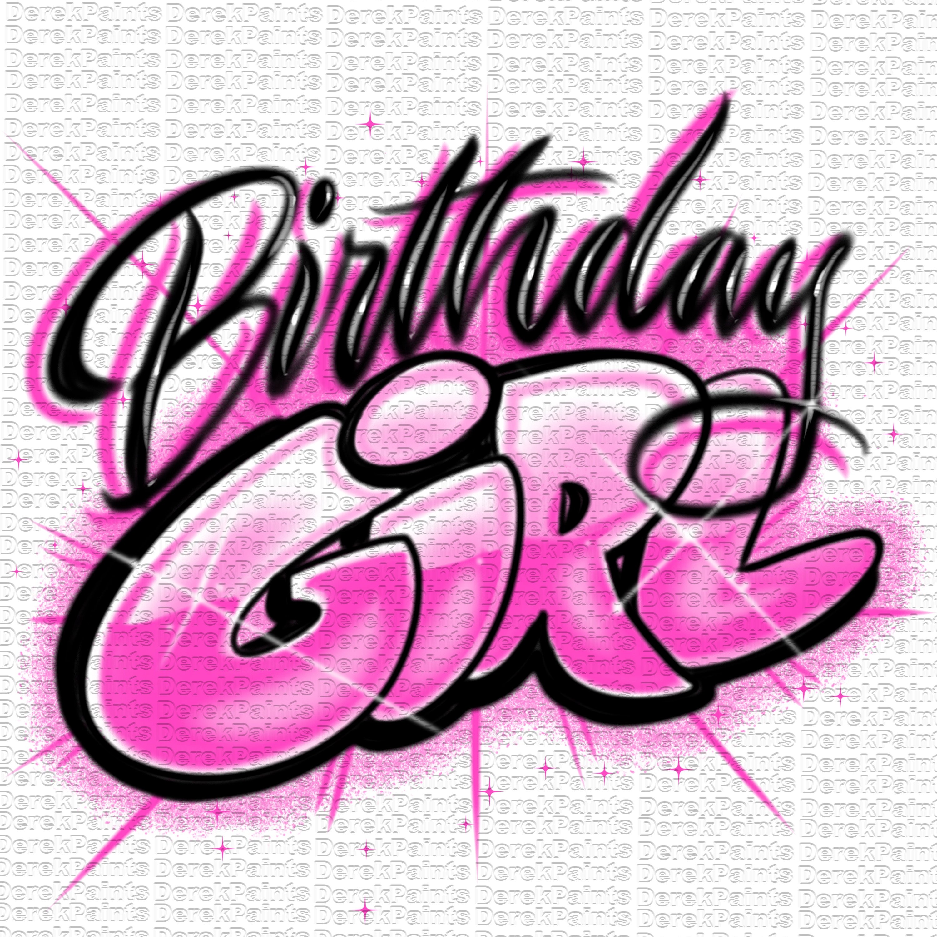 Digital Airbrushed Birthday Girl Pink Png - Etsy