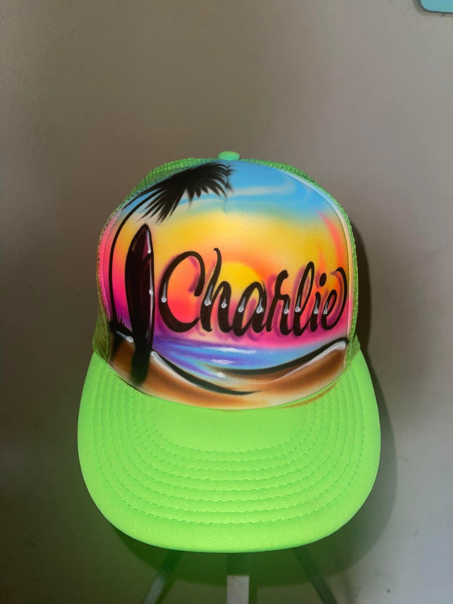 Airbrushed Beach Scene Hat - Etsy