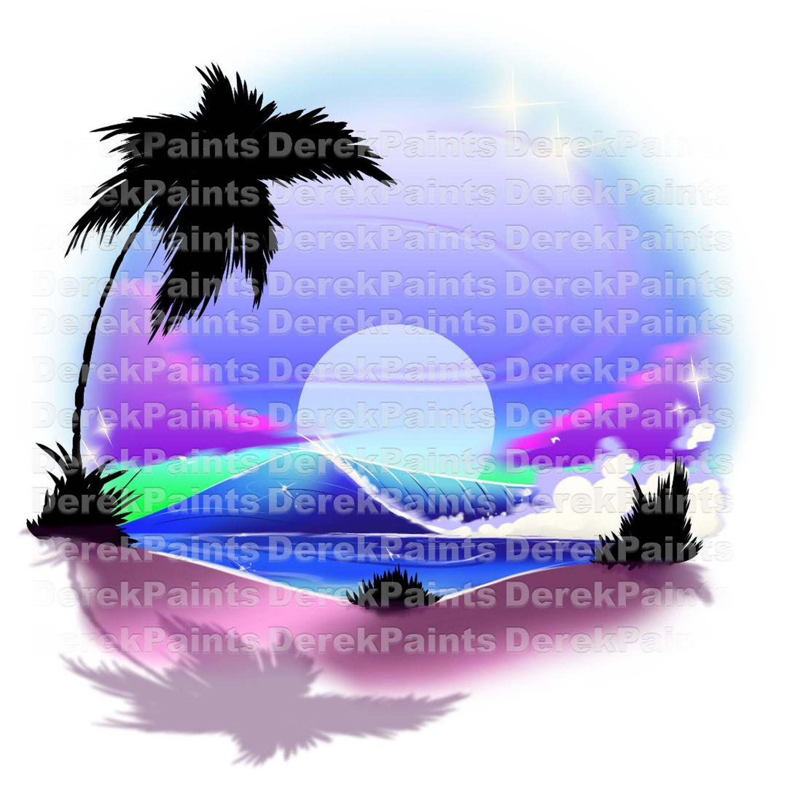 Airbrushed Beach Scene Png - Etsy