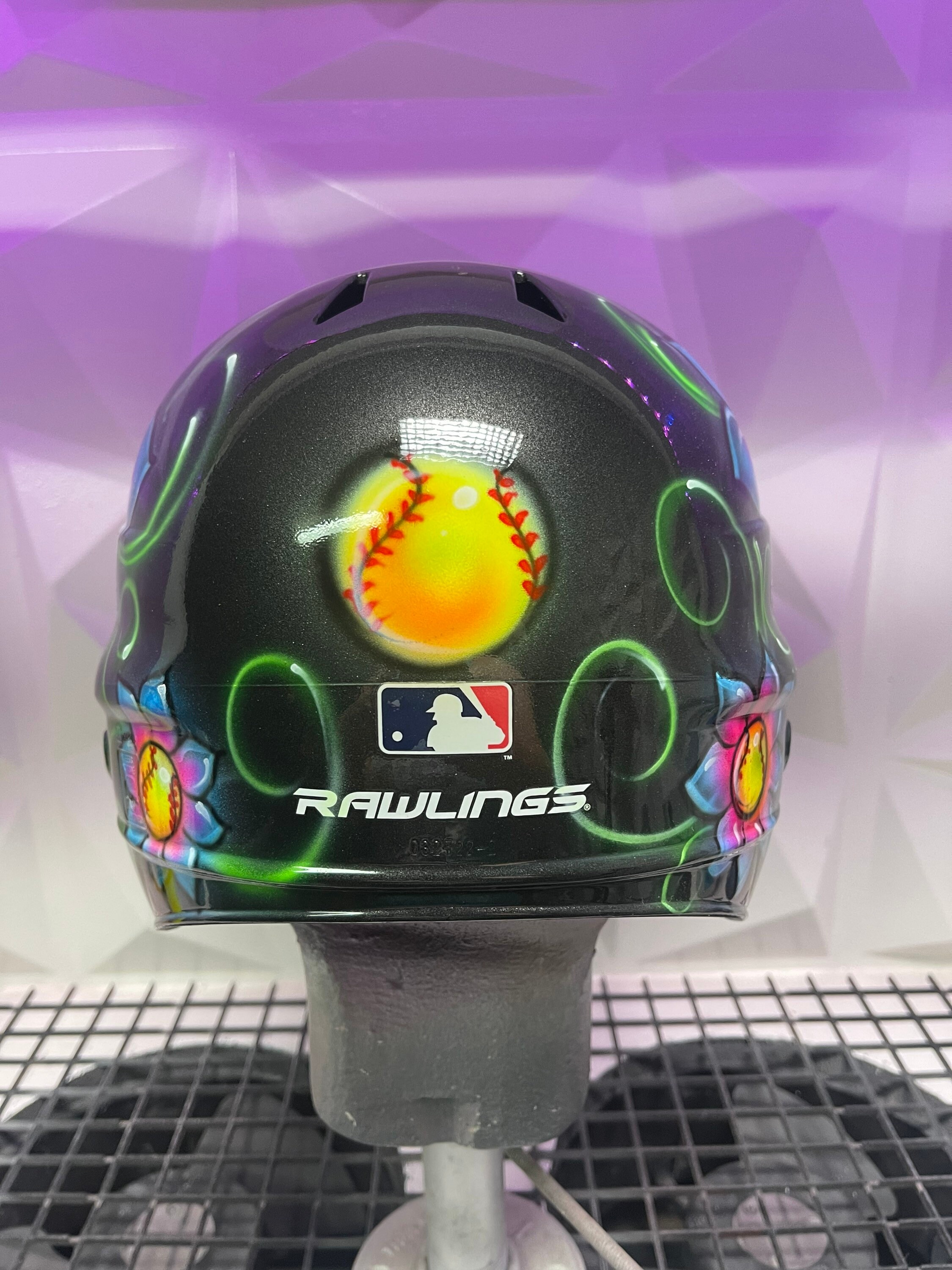 Airbrushed Floral Softball Helmet face Shield Not Included, Purchase ...