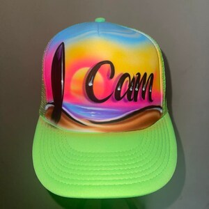 Airbrushed Beach Scene Hat - Etsy
