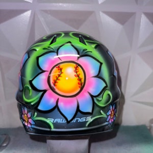 Airbrushed Floral Softball Helmet (face Shield Not Included, Purchase ...