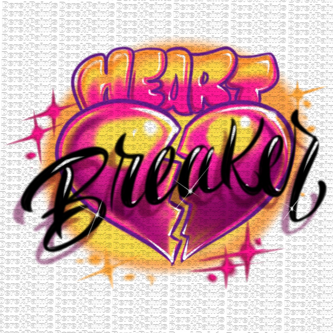 Heart Breaker 80s 90s Airbrush Feel Design File PNG - Etsy