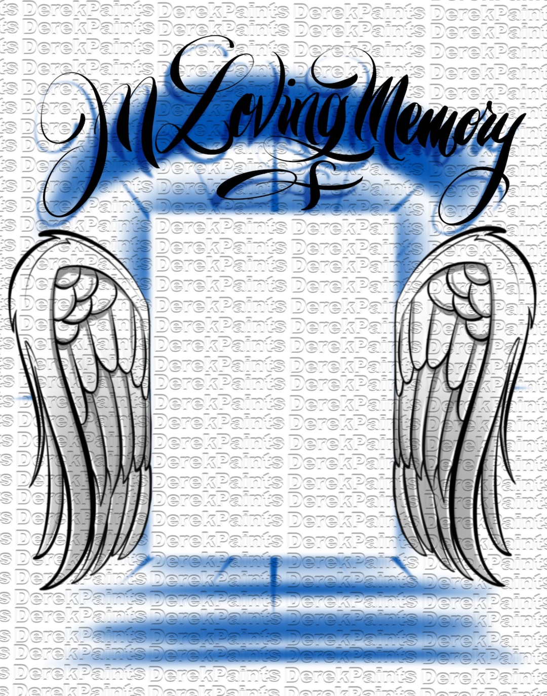 Airbrushed in Loving Memory Png Blue - Etsy