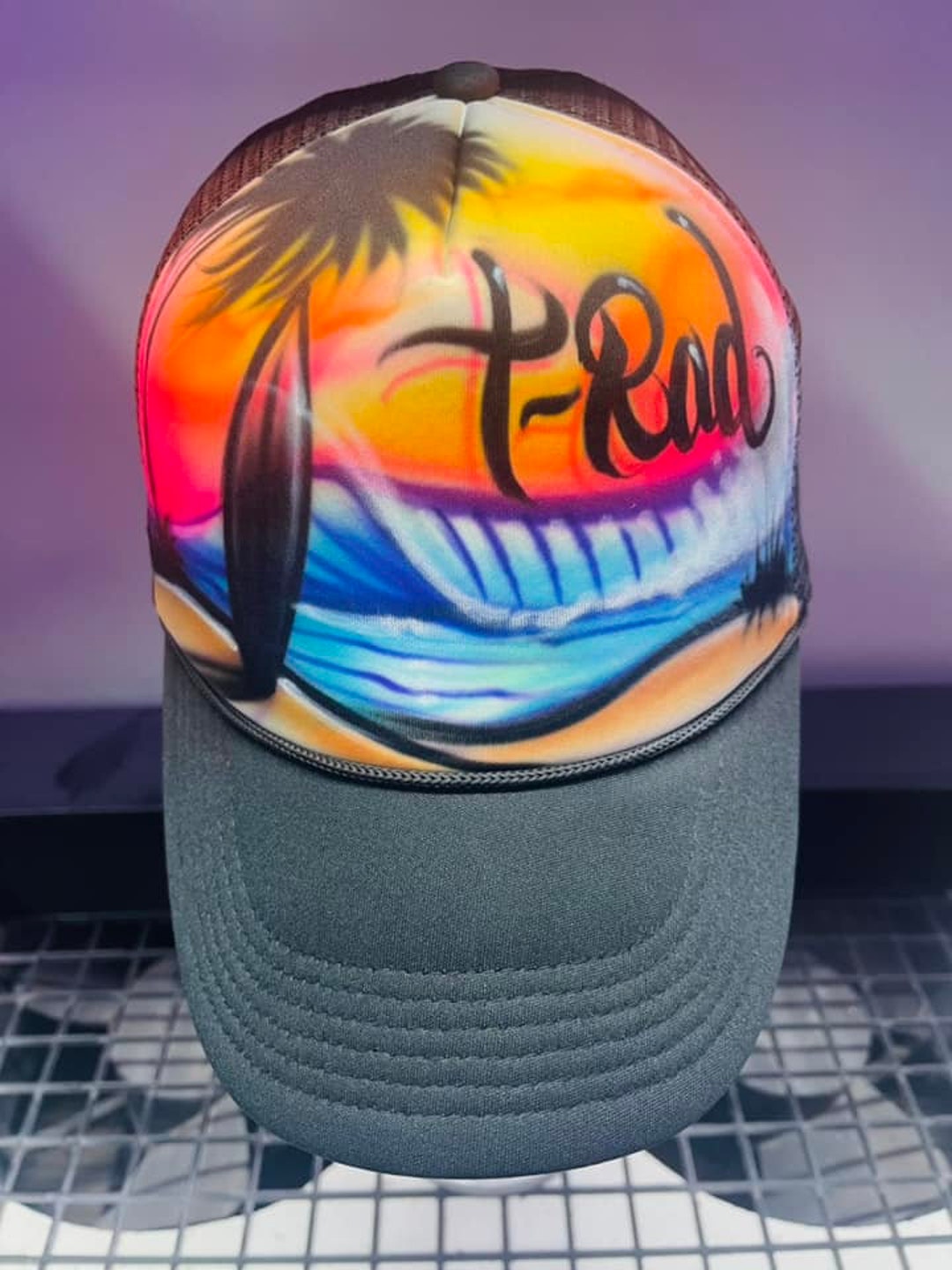 Airbrushed Beach Scene Hat - Etsy