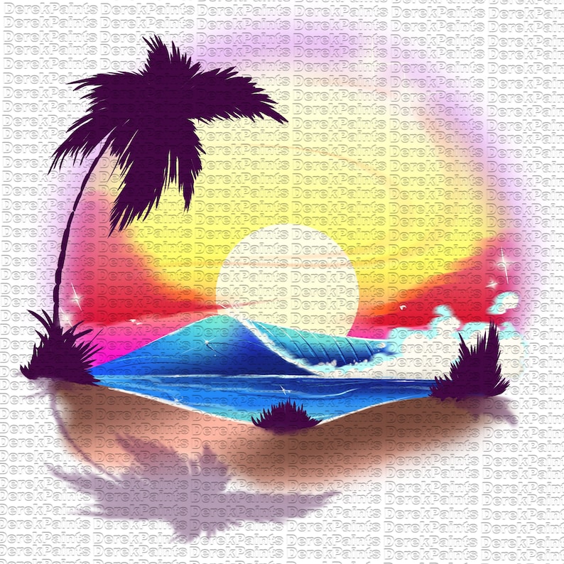 Airbrushed Beach Scene Png - Etsy