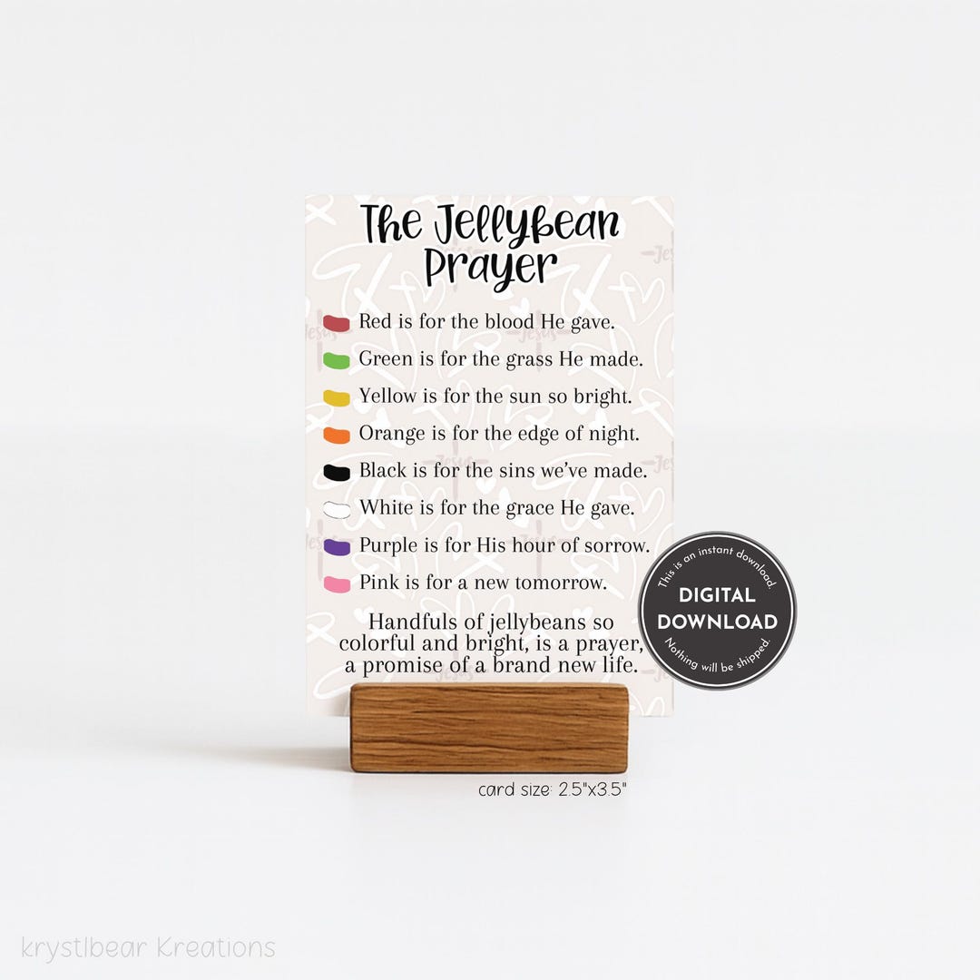 Jellybean Prayer Cards | Christian Easter Printable | 2.5 X 3.5 Cards ...