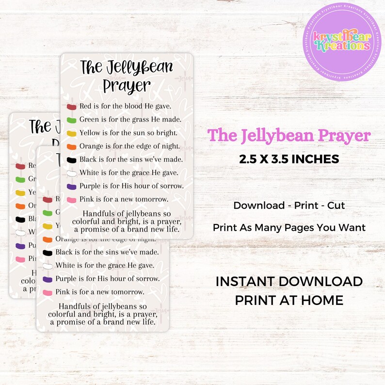 Easter Printable | the Jellybean Prayer - 2.5"x3.5" Cards - Etsy