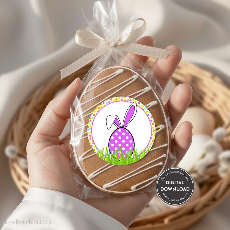 Bunny Ear Easter Egg Cupcake Toppers | Printable Party Decor (digital ...