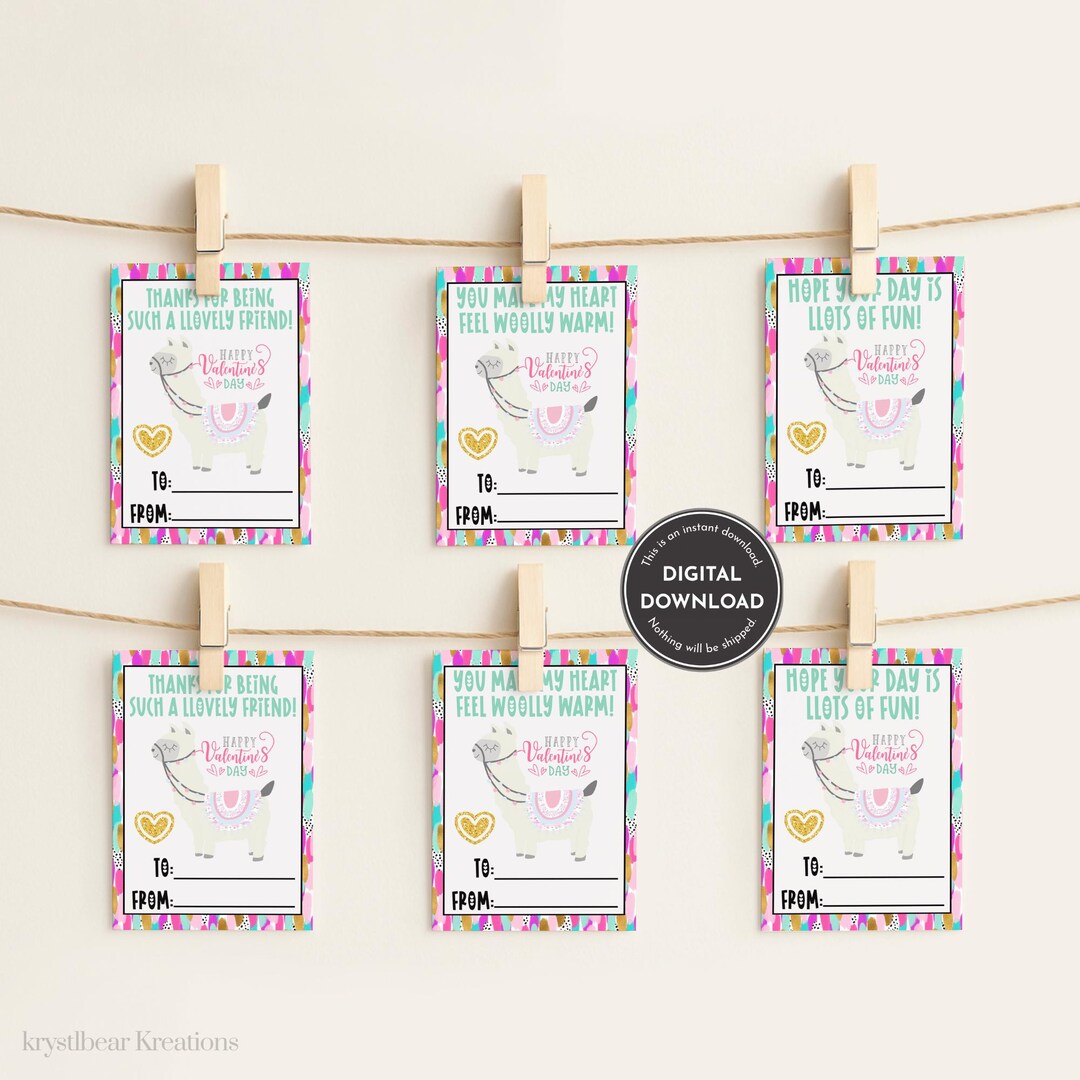 Llama Valentine Exchange Cards for Kids | Printable Classroom ...