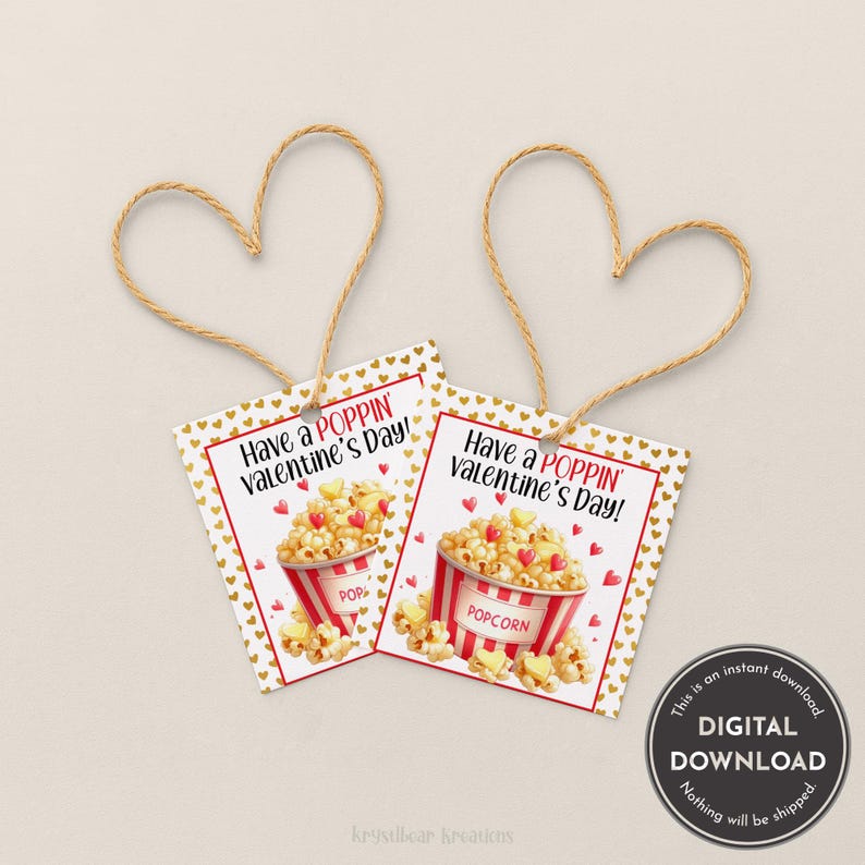 Printable Valentine Popcorn Tags – Have a Poppin’ Valentine’s Day ...