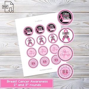 Breast Cancer Awareness Cupcake Toppers: Pink Ribbon Design (digital ...