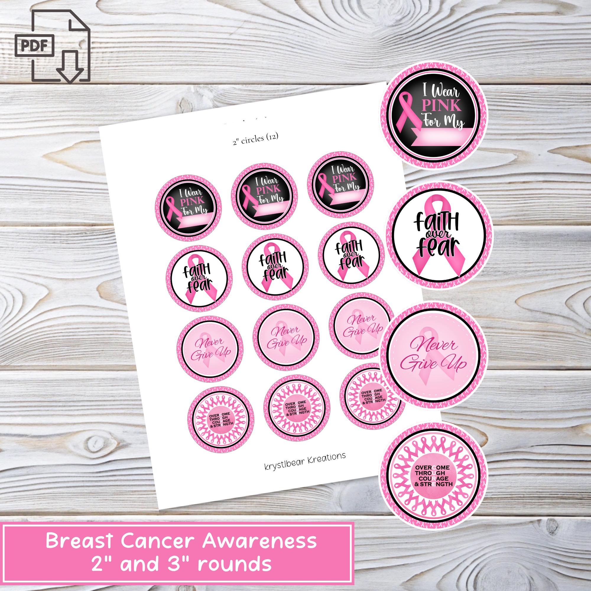 Breast Cancer Awareness Cupcake Toppers: Pink Ribbon Design (digital ...