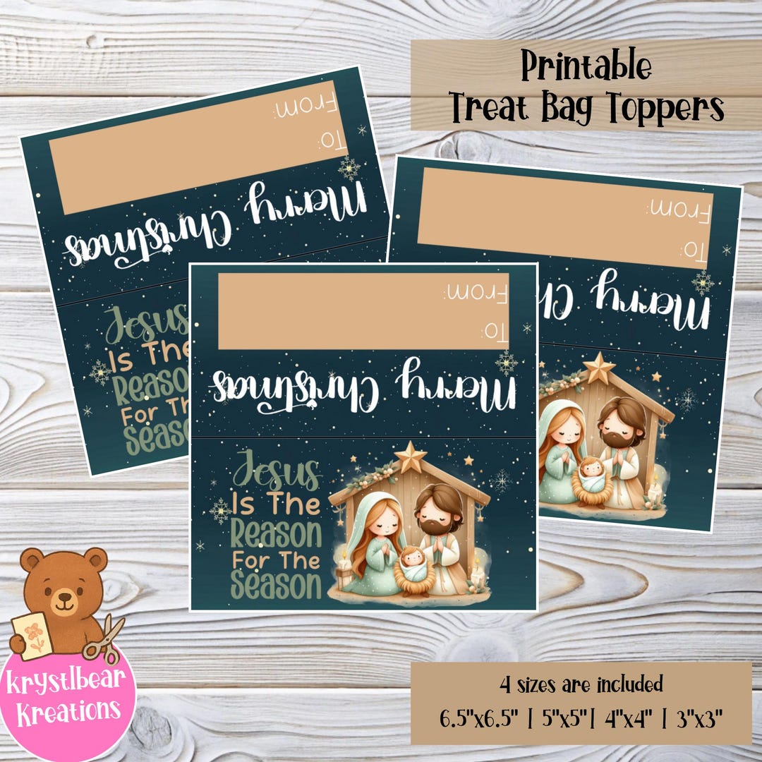 Jesus Christmas Party Favor Topper: Printable Treat Bag, Sunday School ...