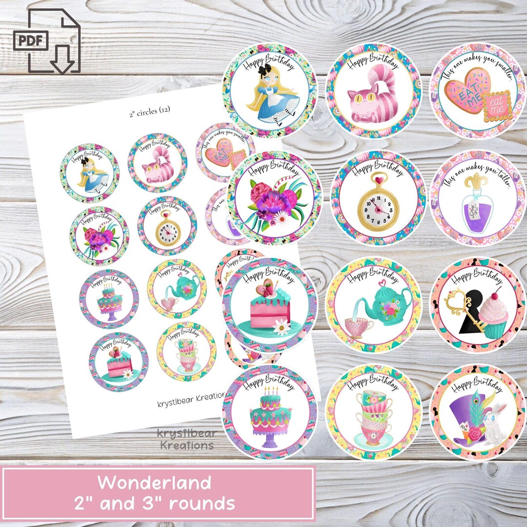 Printable Wonderland Cupcake Toppers, Kids Party Decor, Alice in ...