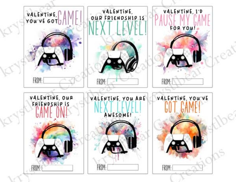 Gaming Valentine's Day Cards for Kids Printable Designs, Print at Home ...