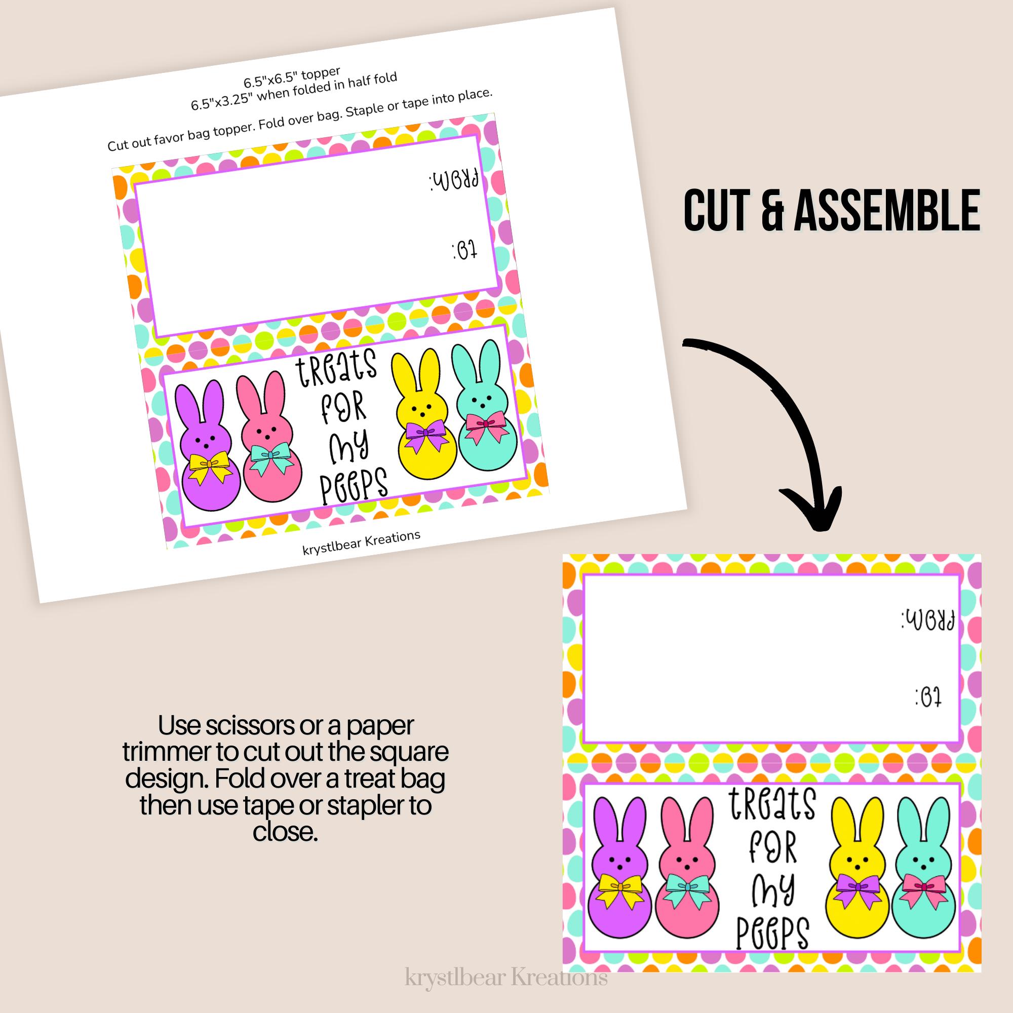 Easter Bunny Peeps Treat Bag Toppers | Classroom Favors (digital ...