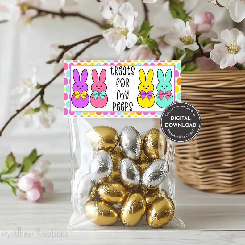 Easter Bunny Peeps Treat Bag Toppers | Classroom Favors (digital ...