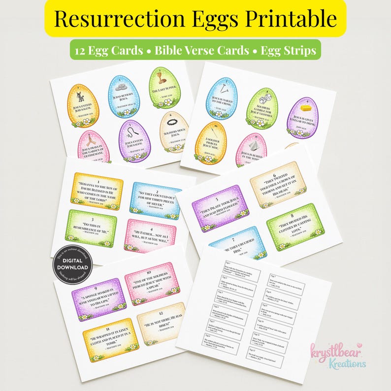 Resurrection Eggs Printable | Easter Bible Activity for Kids | 12 Bible ...