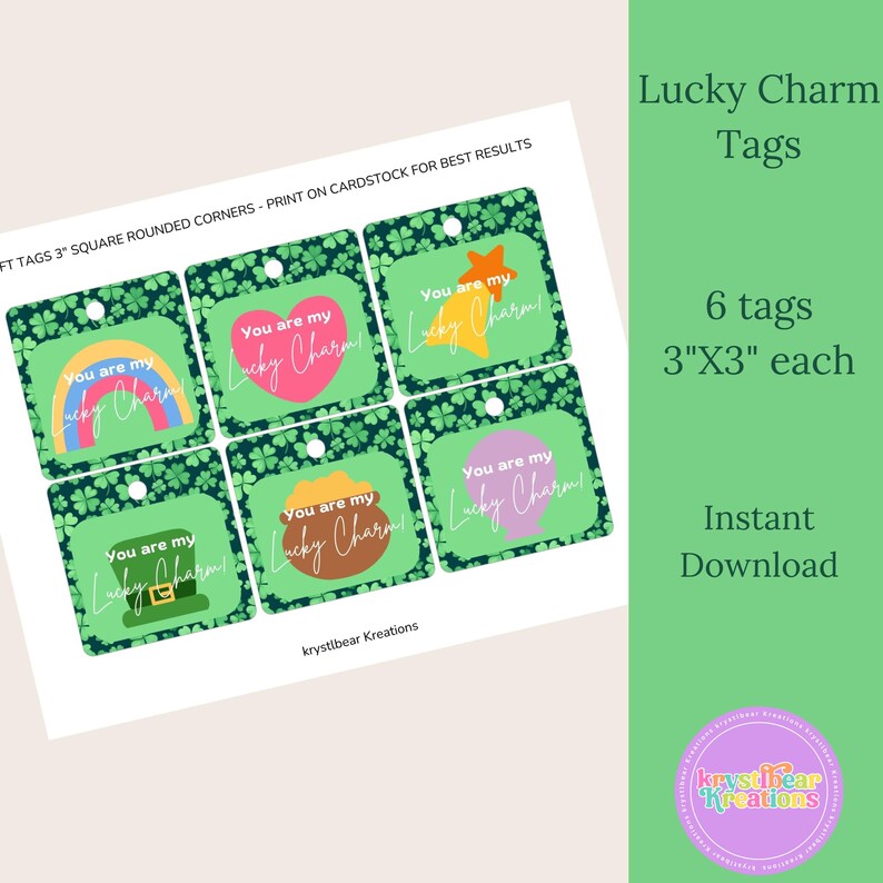 Printable St. Patrick's Day Lucky Charm Tags - Etsy