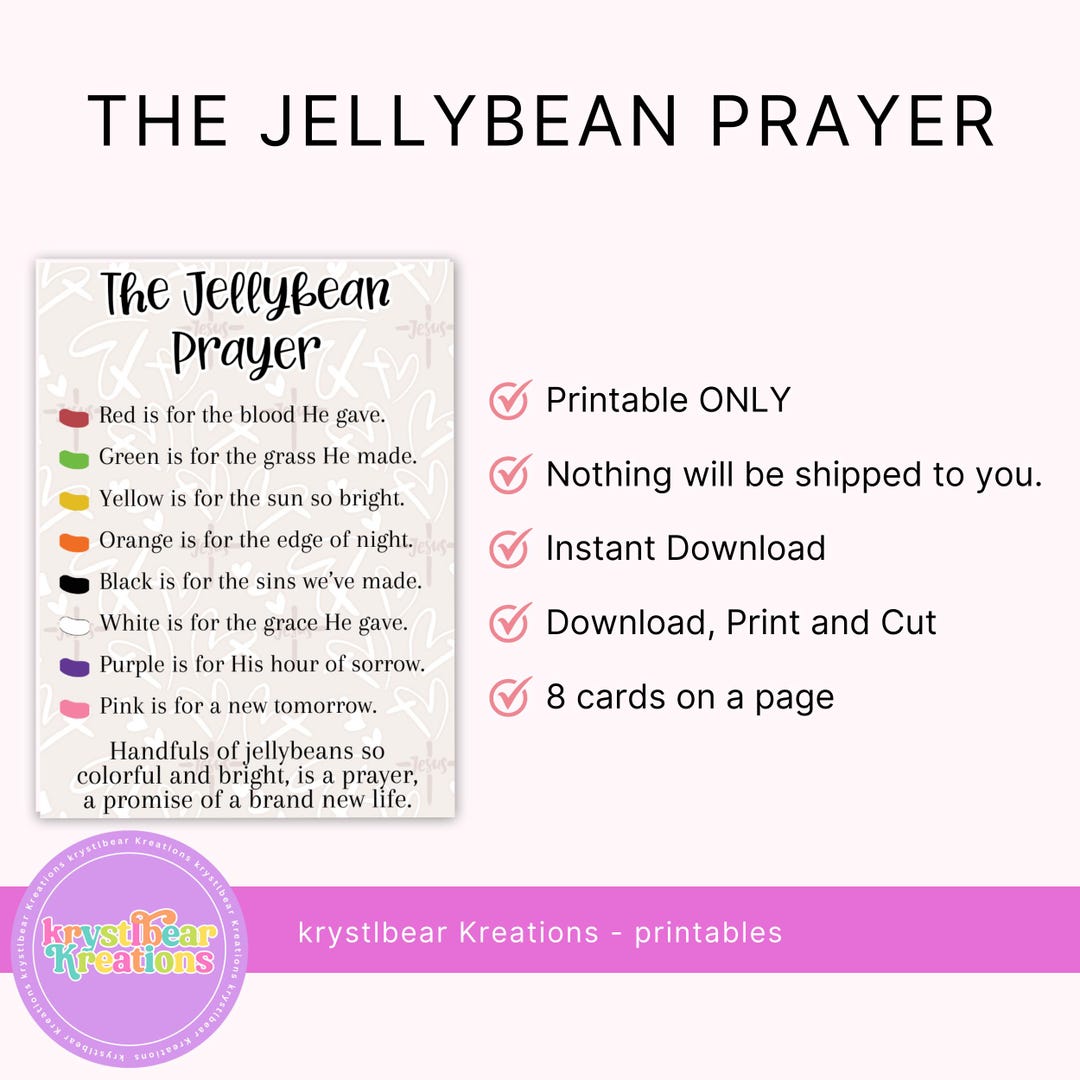 Easter Printable | the Jellybean Prayer - 2.5"x3.5" Cards - Etsy