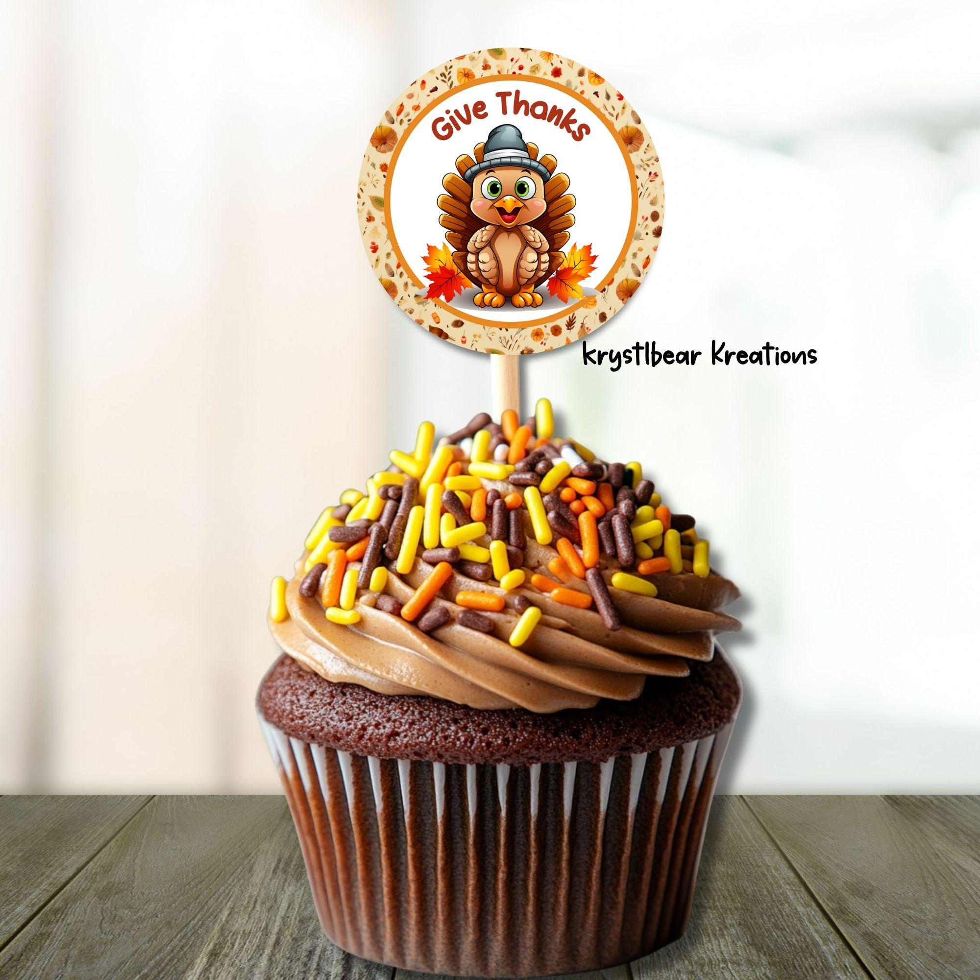 Thanksgiving Cupcake Toppers: Printable Holiday Decorations (PDF ...