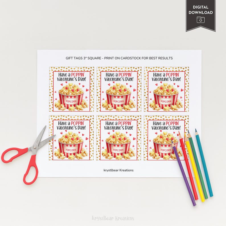 Printable Valentine Popcorn Tags – Have a Poppin’ Valentine’s Day ...