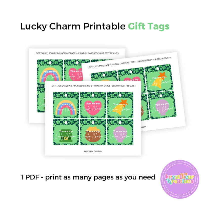 Printable St. Patrick's Day Lucky Charm Tags - Etsy