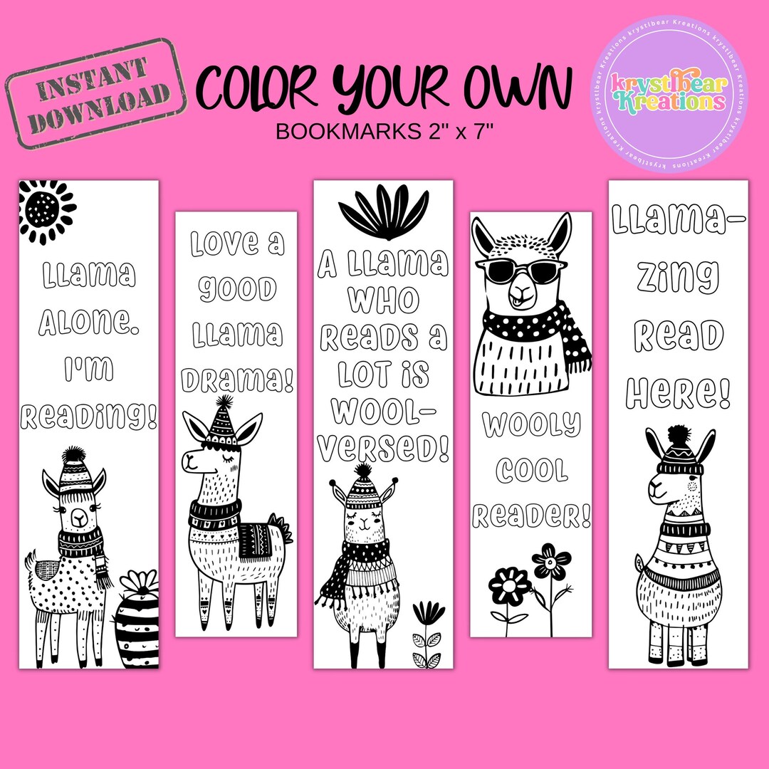 Llamas Printable Color Your Own Bookmarks #coloryourown #bookmarks # ...