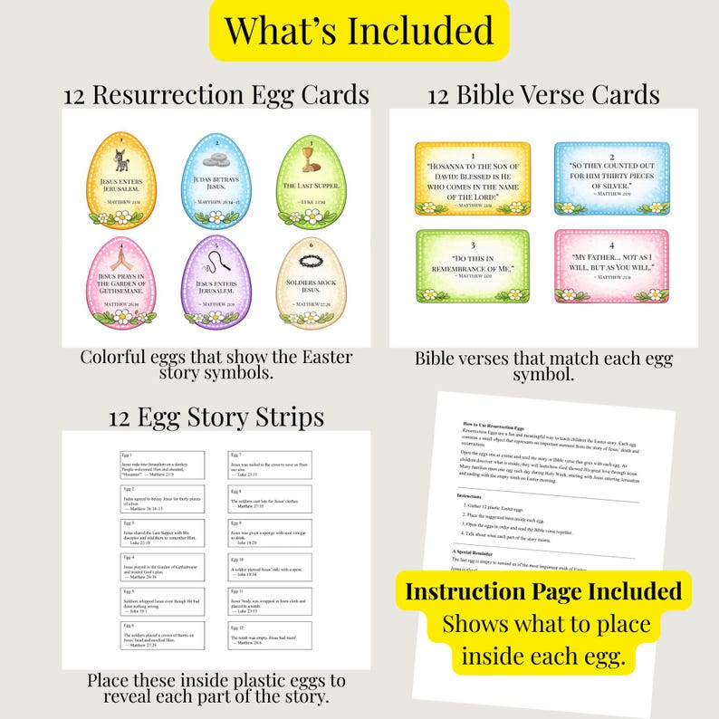 Resurrection Eggs Printable | Easter Bible Activity for Kids | 12 Bible ...