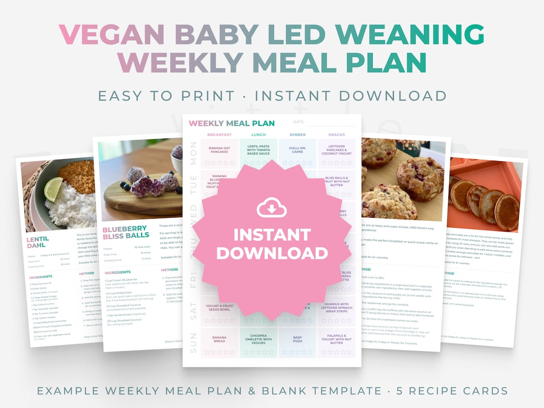 Printable Vegan Baby Led Weaning Weekly Meal Plan · Vegan BLW Recipes ...