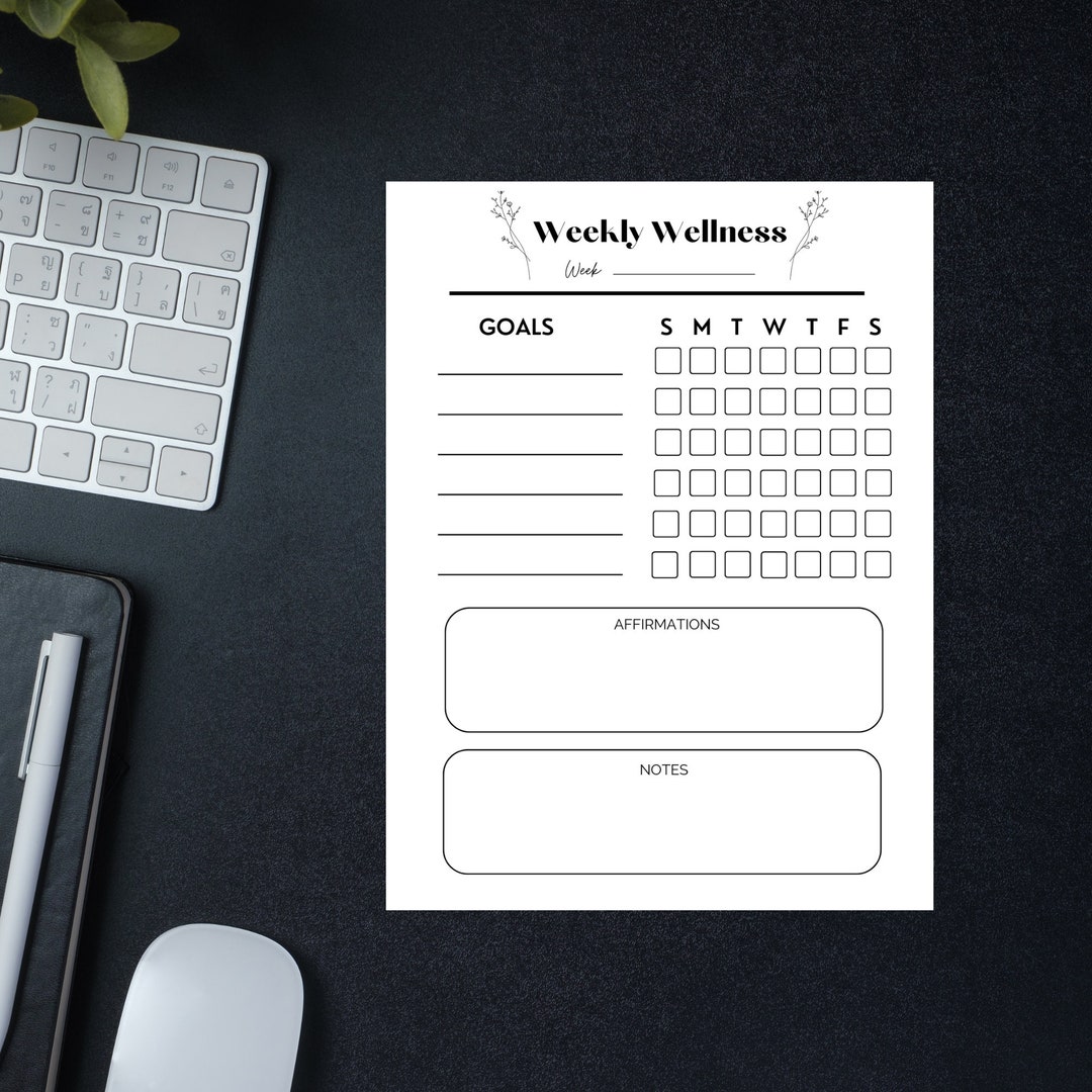 Weekly Wellness Printable, Goal Setting Guide, Wellness Tracking ...