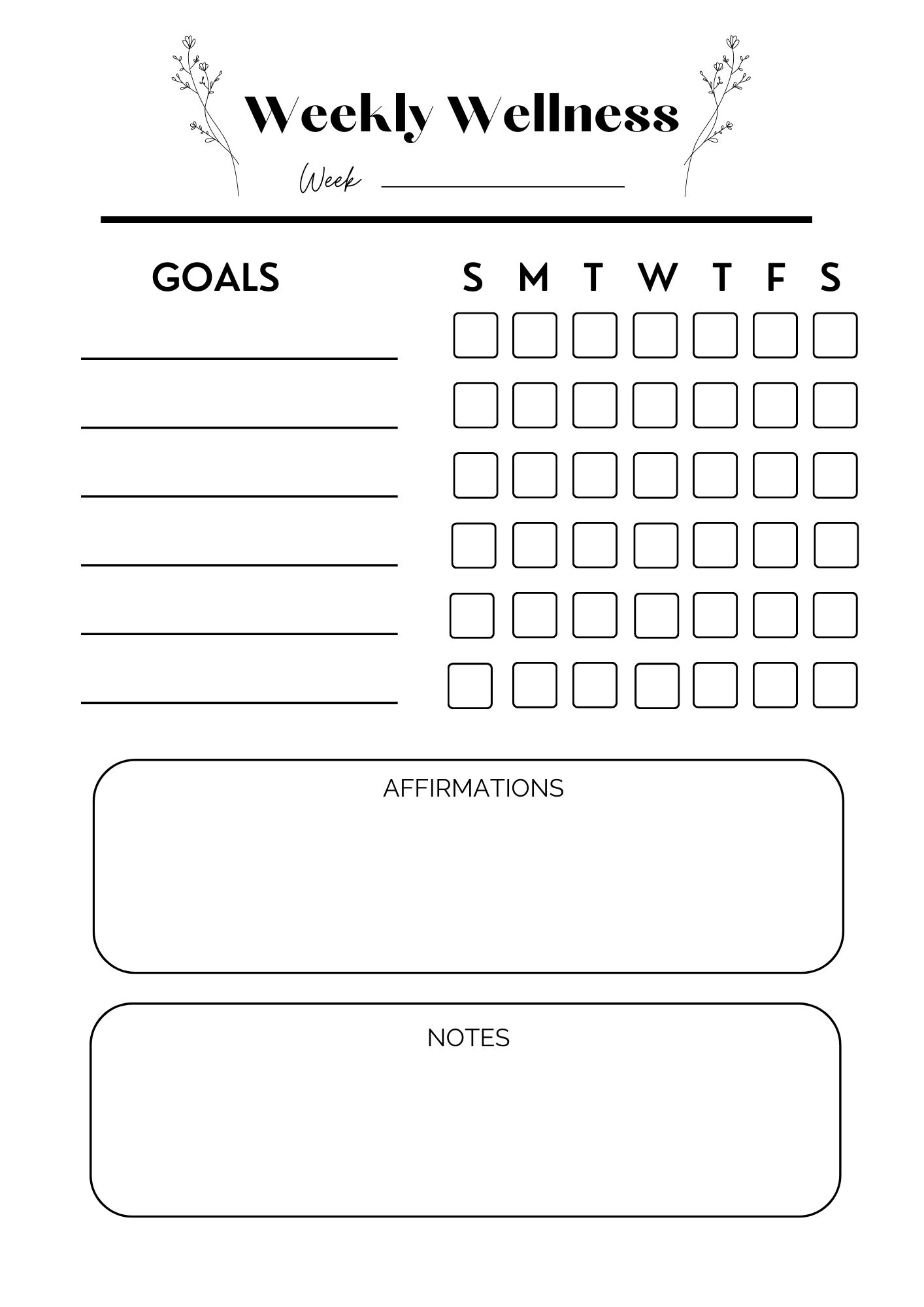 Weekly Wellness Printable, Goal Setting Guide, Wellness Tracking ...