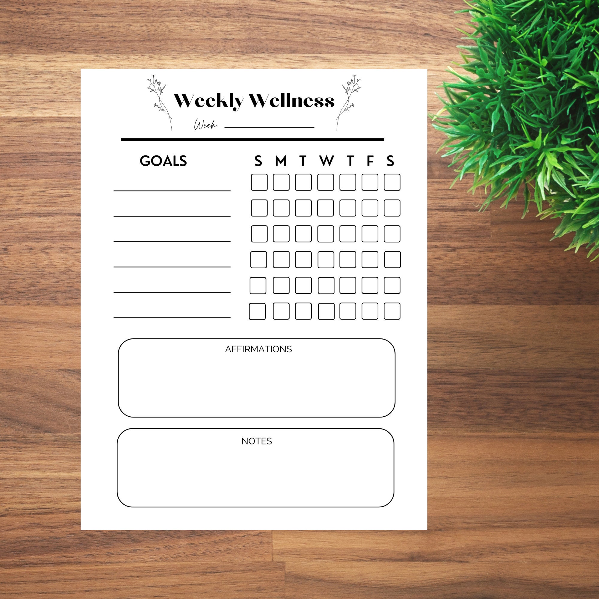 Weekly Wellness Printable, Goal Setting Guide, Wellness Tracking ...