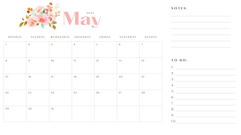 PRINTABLE 2023 MONTHLY CALENDAR - Themes! - Etsy